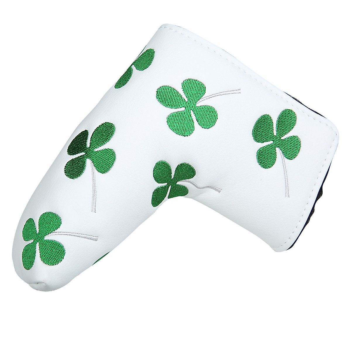 Sword &Shield sports Lucky Clover Putter Head Cover Four Leaf Clover Headcover for Scotty Cameron Ping Odyssey Taylormade (White)