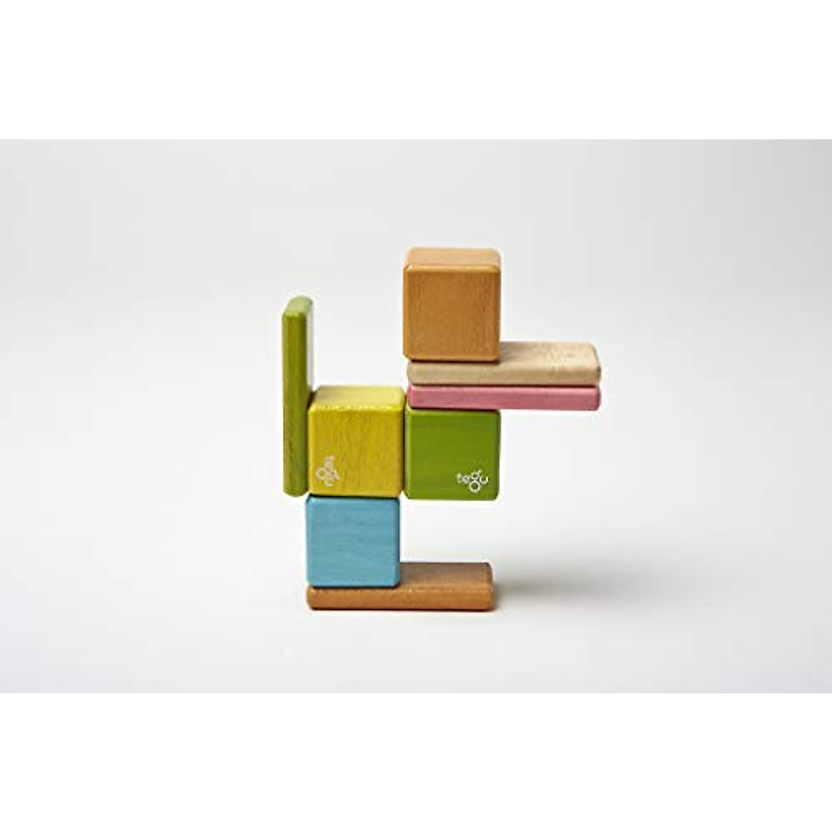 8 Piece Tegu Pocket Pouch Magnetic Wooden Block Set, Tints