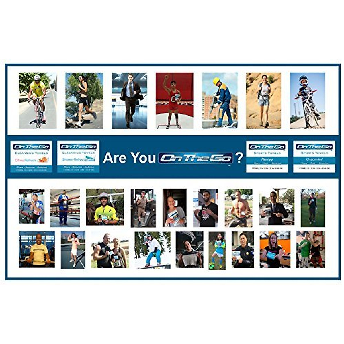 On The Go Towels Shower Refresh Large Body Wipes (40)