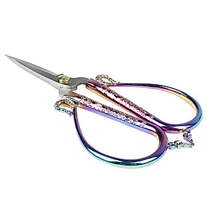 BIHRTC 6.3 Inch Sewing Scissors Small Embroidery Scissors Stainless Steel Auspicious Clouds Scissors Shears Fabric Scissors DIY Tool for Sewing Office Craft Needlework Art Work Rainbow Scissors