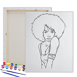 Essenburg Pre Drawn Canvas Paint Kit | Teen, Kids and Adult Sip and Paint Party Favor | DIY Date Night Couple Activity| Canvas Boards for painting| Beautiful Sista (S 8x10 CANVAS ONLY)