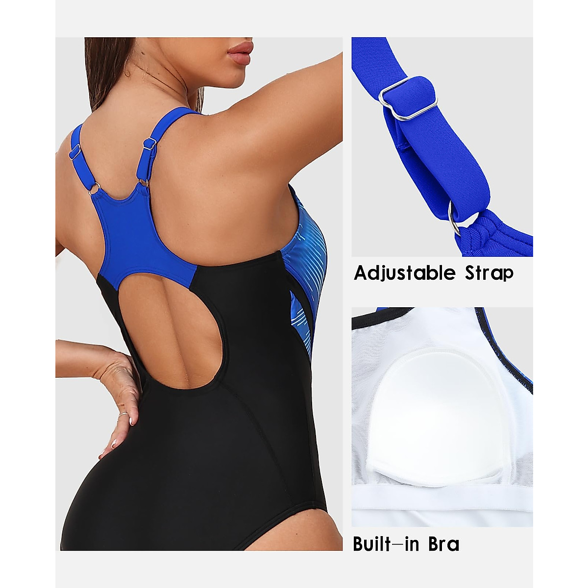 beautyin Womens One Piece Swimsuits Competition Training One Piece Bathing Suit Lap Swimming Suit