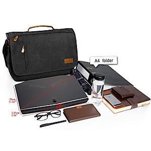 ESTARER Messenger Bag 17-17.3 Inch, Men's Computer Bag Water-resistant Canvas, Teacher Laptop Satchel for Work Office College, Dark Grey