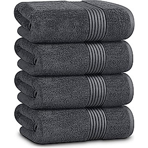 Utopia Towels 4 Piece Luxury Bath Towels Set, (27 x 54 Inches) 100% Ring Spun Cotton 600GSM, Lightweight and Highly Absorbent Quick Drying Towels for Bathroom, Gym, Spa, and Hotel (Grey)