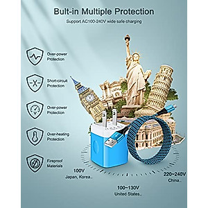 4-in-1 Android Chargers, USB Wall Charger + Micro USB Cable Multipack Fast for Samsung Galaxy S7 S6 J8 J7 J3, Kindle Fire Old Version Paperwhite Kids e-Reader Stick, Long USB A to Micro B Cords 6 Ft