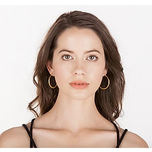 Sheila Fajl Everybody's Favorite Petite 1.5 Inch Tubular Lightweight Hoop Earrings for Women in Brushed 18k Gold Plated