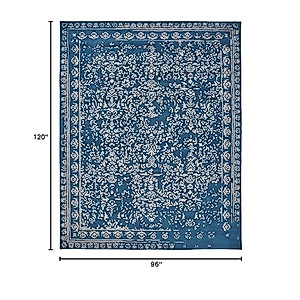 Feizy Bella High/Low Floral Wool Rug, Vallarta Blue/Silver Gray, 8ft x 10ft Area Rug