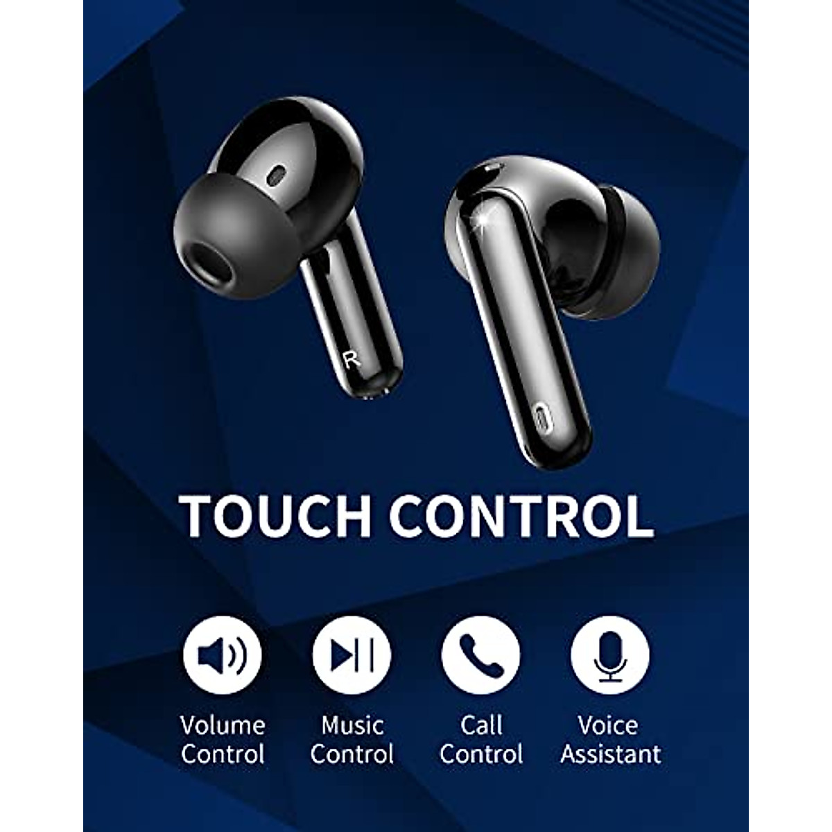 Smoonigh Wireless Earbud Bluetooth 5.3, Bluetooth Headphones with 4 Mic, Deep Bass Clear Call Bluetooth Ear Buds in Ear Noise Cancelling, 30H Playtime True Wireless Stereo Sports Earphones Black…