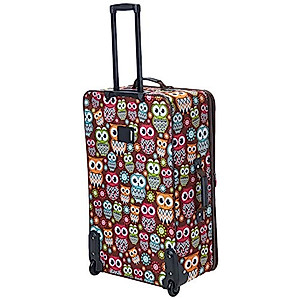 Rockland Vara Softside 3-Piece Upright Luggage Set,Expandable, Owl, 20 inch,22 inch,28 inch