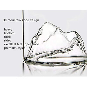 CZHome Whiskey Glass Small Glass Japanese Style Mountain shape Wine Glass Set of 2,Premium Quality Crystal –Elegant Modern Design , Ideal for Home,BarLuxury Bourbon Gifts for Men