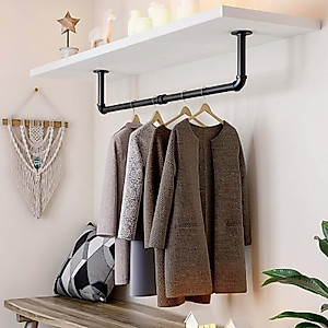 Clothes Rack, Industrial Pipe Wall Mounted Garment Rack, Heavy Duty Iron Pipe Clothing Garment Rail Multi-Purpose Detachable Hanging Clothes Shelf Hanging Rod ( Color : 2pcs , Size : L-49cm(19.3in) )