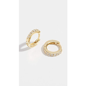 SHASHI Women's Katerina Hoop Earrings, Gold/Clear, One Size
