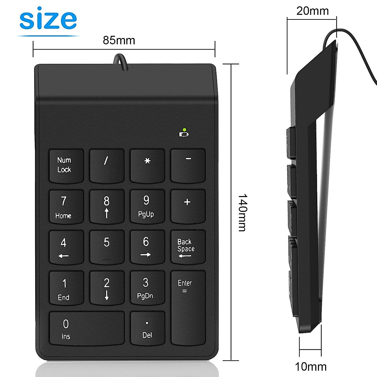 USB Numeric Keypad Numpad Portable Slim Mini 10 Key Number Pad Keyboard for Laptop Desktop Computer PC, Compatible with ChromeBook Surface Notebook, Tax Accountant Calculate Office Travel & Home