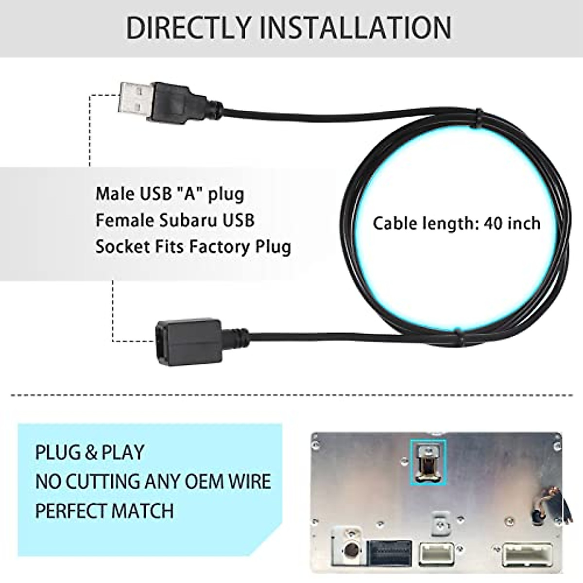 RED WOLF Car Stereo Factory USB Wire Adapter Retention Cable Wire Harness Connector Retain OEM USB Port for Subaru Outback 2012-2014, Infiniti G37/G35 2007-2013 Install on Aftermarket Radio Headunit