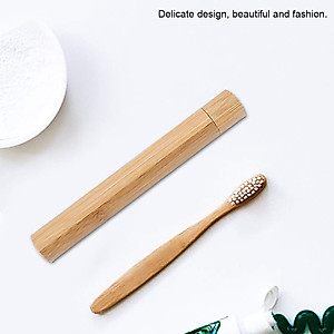 Portable Toothbrush Holder Bamboo Storage Case for Travel Camping Home Use