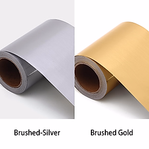 Peel and Stick Brushed Gold Wallpaper Border, Removable PVC Waterproof Wallpaper for Mirror Frame, Kitchen Tiles, Cabinet, and Home Décor (32.8ft x 3.9inch)