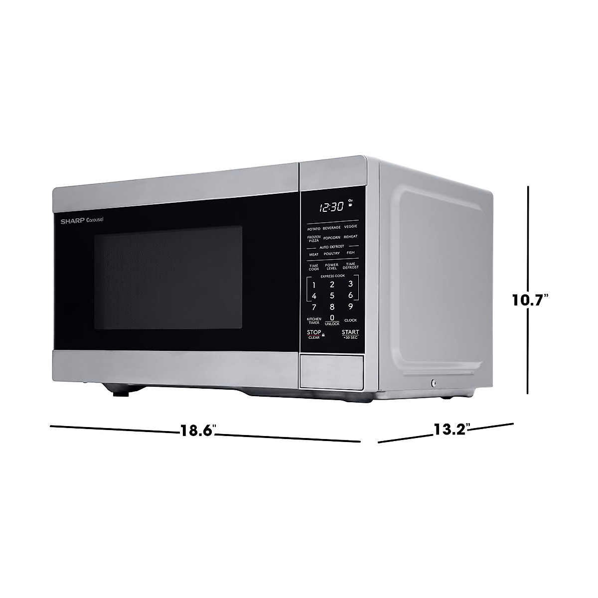 SHARP ZSMC0962KS Oven with Removable 10.6" Carousel Turntable, Cubic Feet, 900 Watt Countertop Microwave, 0.9 CuFt, Stainless Steel