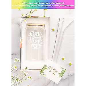 NewEleven Aunt Gifts - Gifts For Aunt From Niece, Nephew - Birthday Gifts For Aunt, New Aunt, Auntie - Best Gifts For Aunt, Auntie, Aunt Announcement, Promoted To Aunt - 16 Oz Coffee Glass