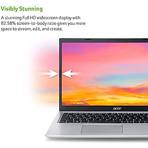 Acer Aspire 15.6-inch FHD Laptop, Intel Celeron Dual-Core N4500 Processor, 8GB RAM, 256GB SSD, Webcam, WiFi, HDMI, Bluetooth, Windows 10, Pure Silver (Renewed)