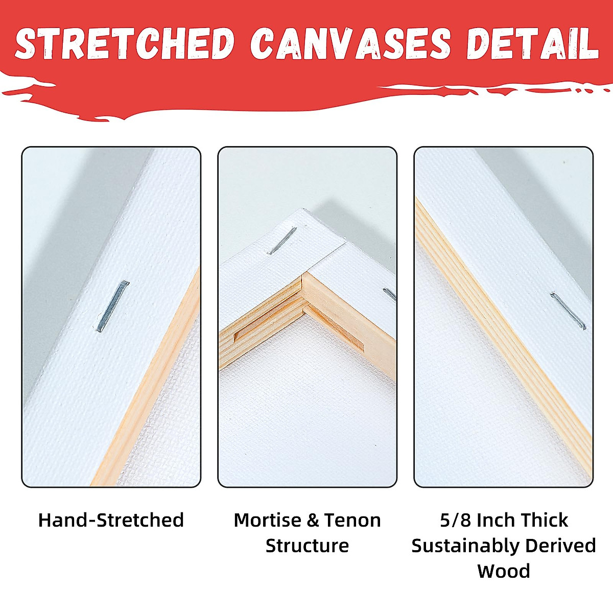 Simetufy 8x10 Inch Stretched Canvas for Painting, 12 Pack 100% Cotton Professional Blank Canvas, Canvases for Painting Using Acrylic Paint or Oil (Pre-Primed)