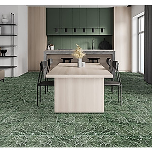 PowerSellerUSA Green Marble Green Vinyl Floor Tiles Self Stick Peel Flooring 12" x 12", 5-Pack (100 Pieces)