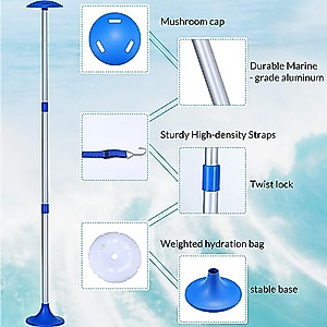 Datanly 20 Pcs Boat Cover Support System Include 4 Pcs Telescopic Adjustable Height Aluminum Boat Cover Support Poles 12 Pcs Webbing Straps 4 Pcs Weight Bag Hull Boat Jon Boat Accessories, Blue