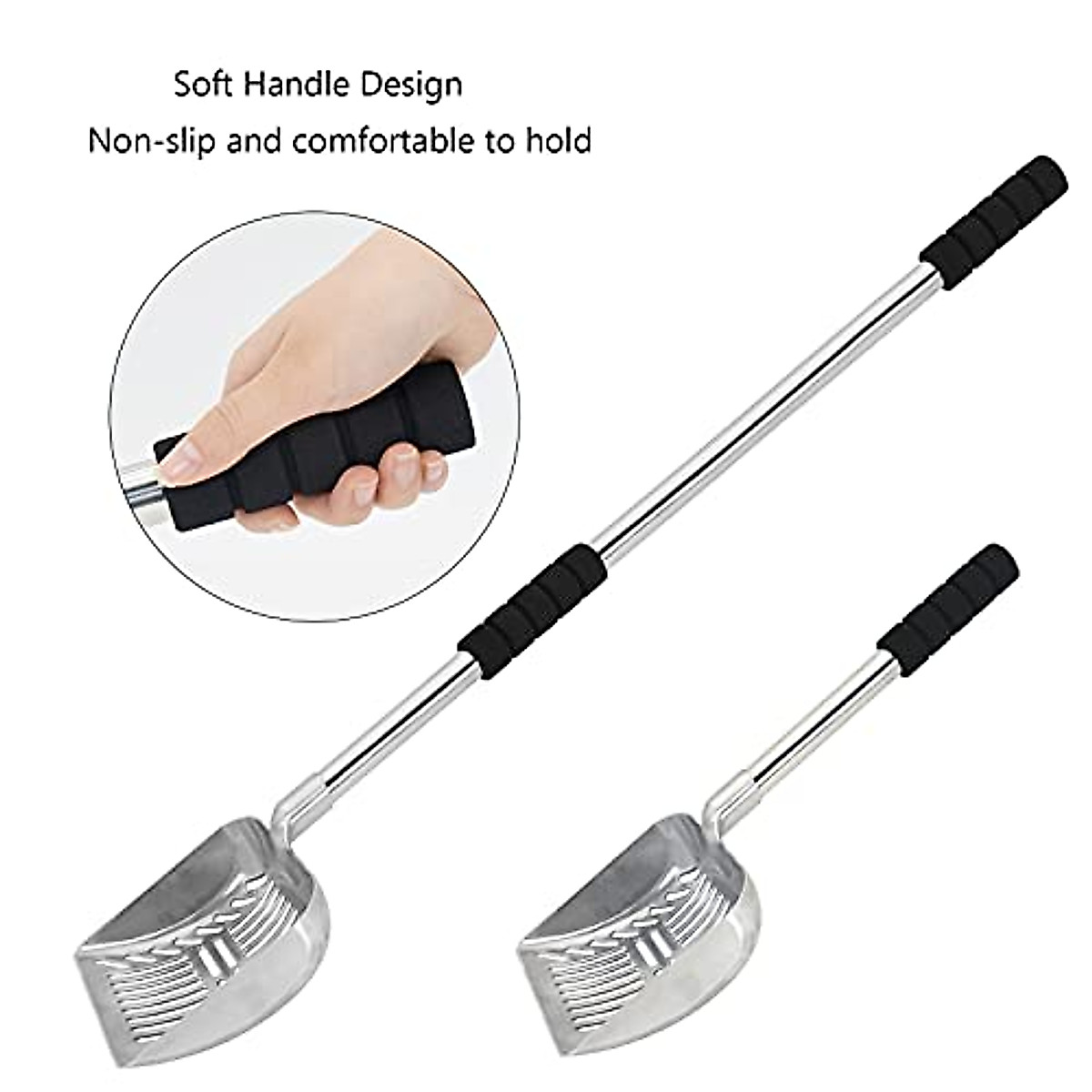 Abealv Cat Litter Scoop Metal Cat Litter Scooper Long Handle Cat Scoop Detachable Stainless Steel Non-Stick Cat Litter Sifter Pet Scoop with Deep Shovel Kitty Cat Scooper for Sifting Cats Litter
