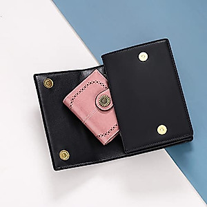 SENDEFN Small Womens Wallet Leather Bifold Card Holder RFID Blocking with Zipper Coin Pocket