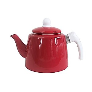 UXZDX Enamel Kettle, Enamel Kettle Coffee Pot Flower Teapot Gas Stove Induction Cooker Universal (Color : Red)