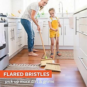 Full Circle Clean Sweep Bamboo Broom - Angled for Precision in Tight Spaces, with Recycled Stiff Bristles for Indoor & Outdoor Cleaning - Ideal for Pet Hair, Kitchen, Hardwood, and Garage