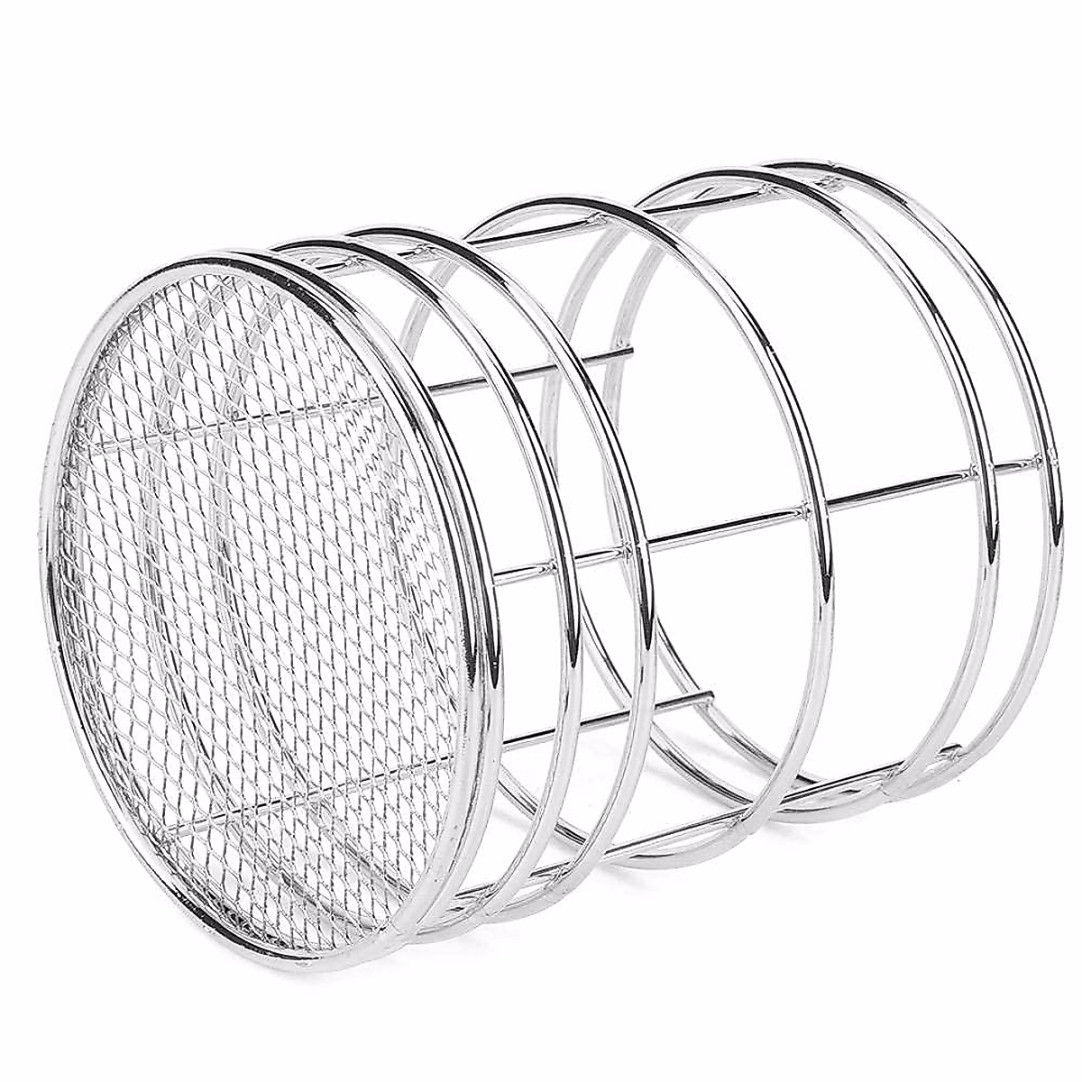 AUNMAS Desktop Pencil Holder, Stainless Steel Hollow Round Makeup Cup Basket Chopsticks Storage Stand Knife Forks Holder Organizer Container, Multifunctional Household Tool, Sliver