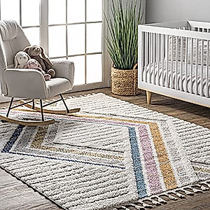 nuLOOM Angela High-Low Modern Diamond Tassel Area Rug