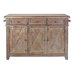 OSP Home Furnishings Cocina Kitchen Island with Wood Top, Drop Leaf and Decorative Steel Hardware, Brown