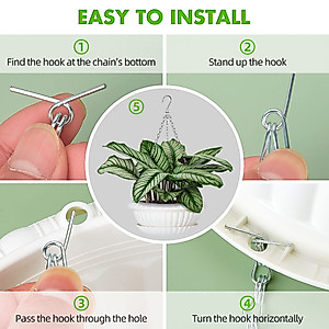Hanging Planters, 5 Pcs 11" Hanging Pots, White Hanging Flower Pots, Hanging Plant Pots Baskets for Plants with Drainage Trays, Hanging Chains and Ceiling Hooks, Come with Free Garden Tools Set
