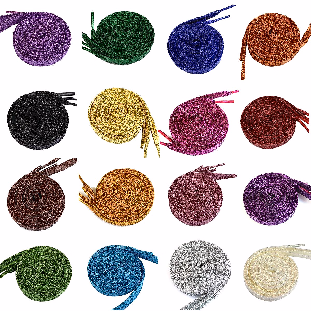 MarJunSep Shimmery glitter 42" Solid Colors Flat Shoelaces Shoe Laces strings for Teams Cheer Dance Sneakers