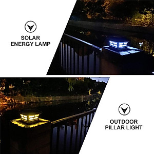 Uonlytech 1pc Solar Post Lamp Garden Fence Lights Stake Light Corridor Light Inground Light Pathway Post Lamp Garden Light Cap Lights Outdoor Solar Light Courtyard Lamp Lamps Plastic Square