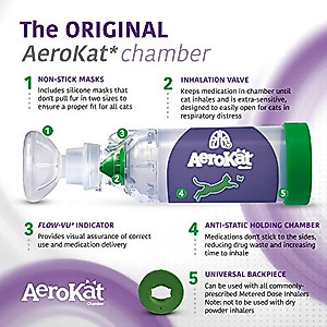 The Original AEROKAT* Feline Aerosol Chamber Inhaler Spacer for Cats and Kittens with Exclusive FLOW-VU* Indicator
