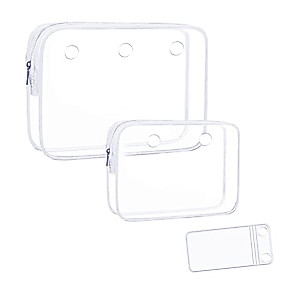 Genovega 3 Packs Clear Inner Bags for Boag Bag Rubber Beach Tote Bag, Hole Insert Bag Organizer Storage, Waterproof Zipper Pouch for Women Cruise Trip Pool Swim Essentials Stuff Travel Vacation Necessities