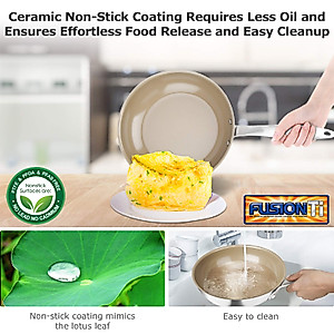 duxtop Ceramic Coating Stainless Steel Induction Frying Pan 9.5inch with Glass Lid