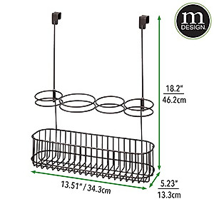 mDesign Metal Bathroom Storage Tool Organizer Accessory Basket Tray - Hang Over Cabinet Door - Storage for Hair Dryer, Straightener, Curling Iron & Hair Styling Products - Concerto Collection, Bronze