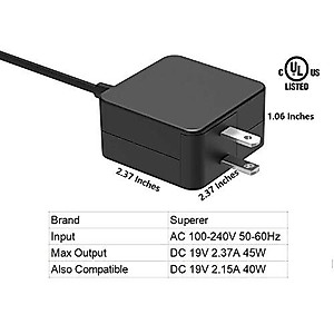 Superer AC Charger Replacement for Acer Swift 1 SF113-31 SF114-31 SF114-32 N17W6 N17P2 N15V2 N16P5 N17P3 N17W7 N17W3 N18P2 45W Portable Laptop Adapter Power Supply Cord