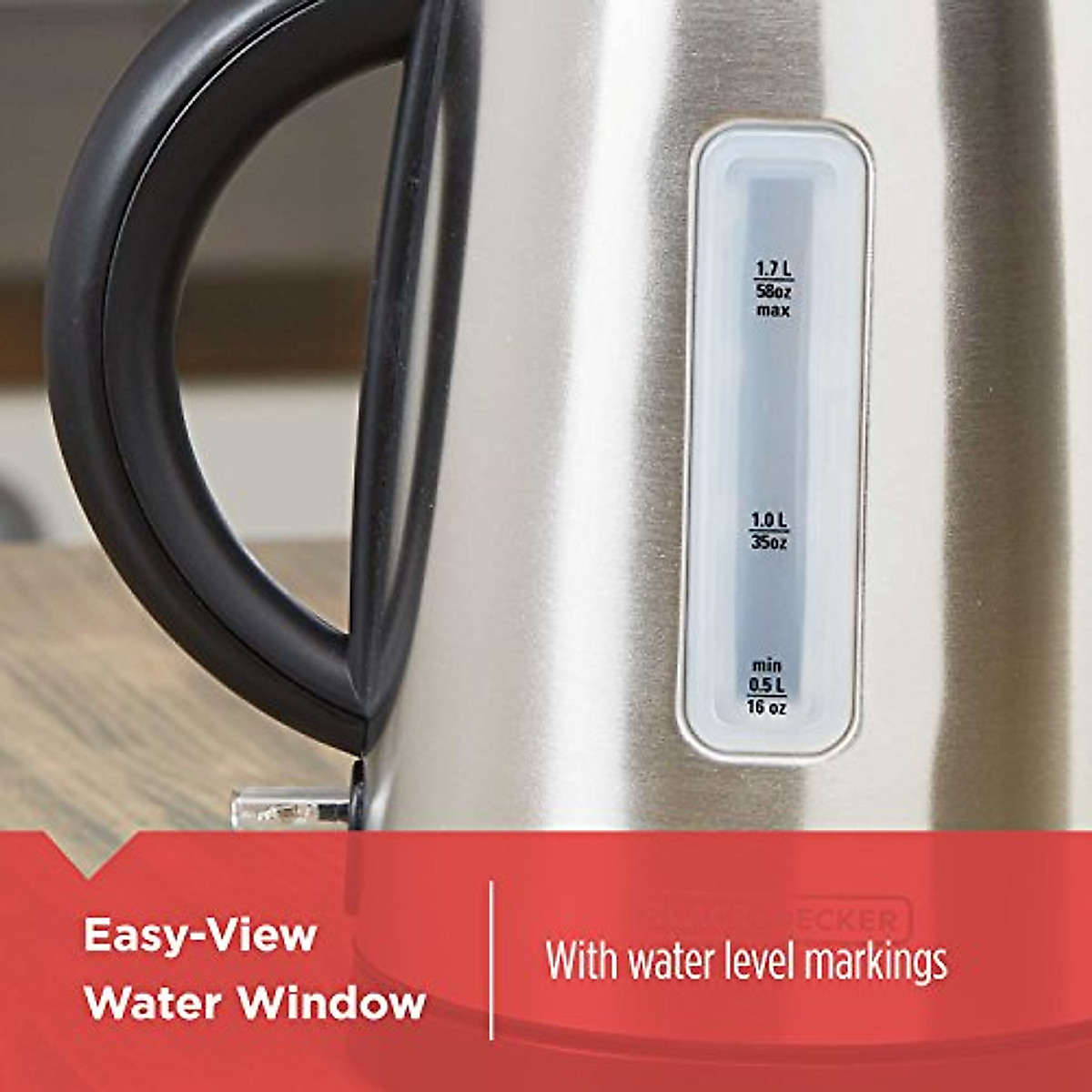 BLACK+DECKER 1.7L Cordless Kettle, Silver, KE2000SD