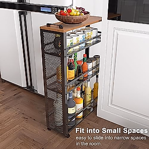 fusehome 2023 New, Slim Kitchen Storage Cart, 3-Tier Metal Rolling Utility Cart Mesh Basket, Multifunction Wire Basket Shelf Trolley for Home Laundry, Bathroom, Living Room, Black