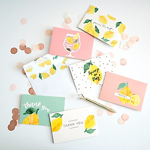 Gooji 4x6 Lemon Thank You Cards (Bulk 36-Pack) Matching Peel-and-Seal White Envelopes Assorted Set Birthday Party, Bridal Shower, Baby Shower, Weddings, Graduation Blank Notes