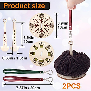 CustomyLife 2pcs Wrist Yarn Holders with Leather Wristbands, Portable Yarn Ball Minder Wooden Yarn Storage Organizer Spinner for Knitting Supplies Crocheting Craft Lover