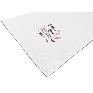 Follow Your Dreams Inspirational Quotes Kitchen Towels Dish Towels Hand Towels,Pink Arrow Feathers Pattern Girls Towels and Washcloths,Gifts for Teens Girls Sisters