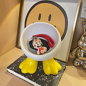 Relexome Easter Cute Duck Candy Servers Bowl Foot Key Bowl Animal Candy Dish Decorative Bowl for Entryway Table Office Home Decor, Small Pedestal Ceramic Fruit Bowl,Cookie Snack Footed Key Tray,7 Inch
