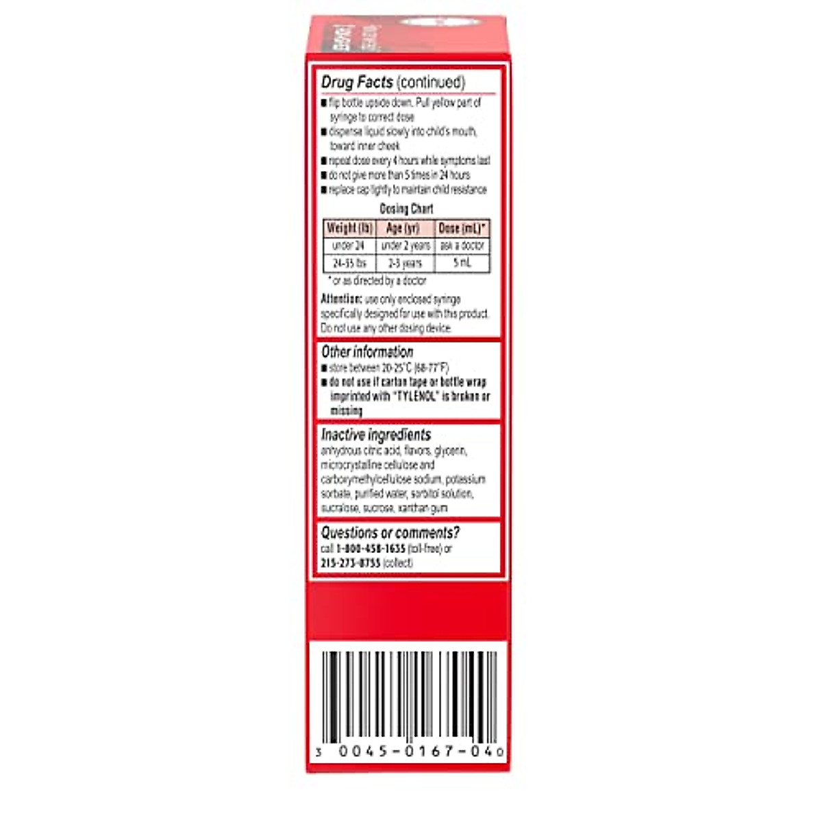 Infants' Tylenol Acetaminophen Medicine, Pain & Fever Relief, Dye-Free Cherry, 1 fl. oz