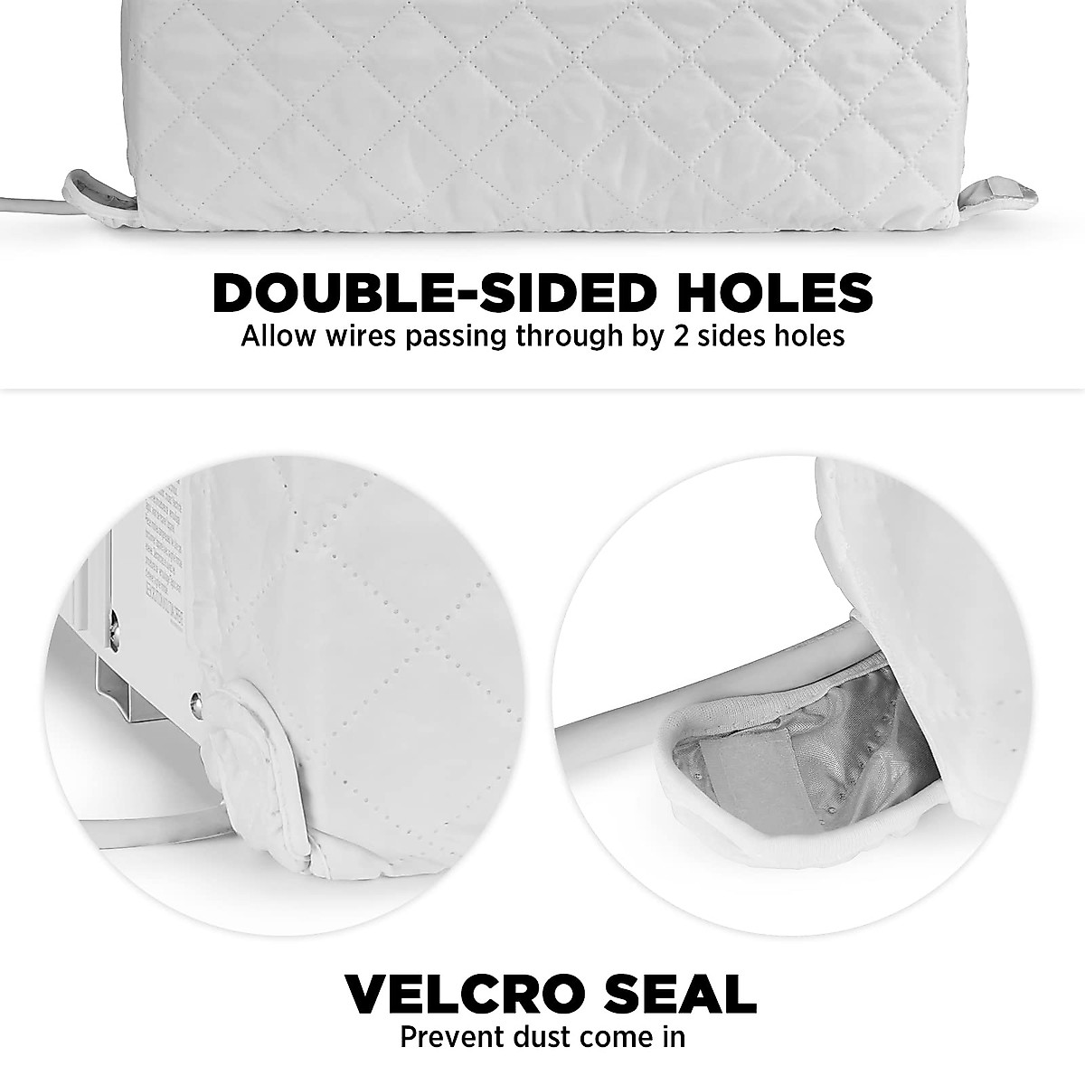 TURBRO Indoor Insulated Window Air Conditioner Cover - Waterproof, Dustproof, Winterproof - Universal Drawstring Design with Multiple Power Cord Holes - Fits Up to 20” L x 2.4” W x 15” H