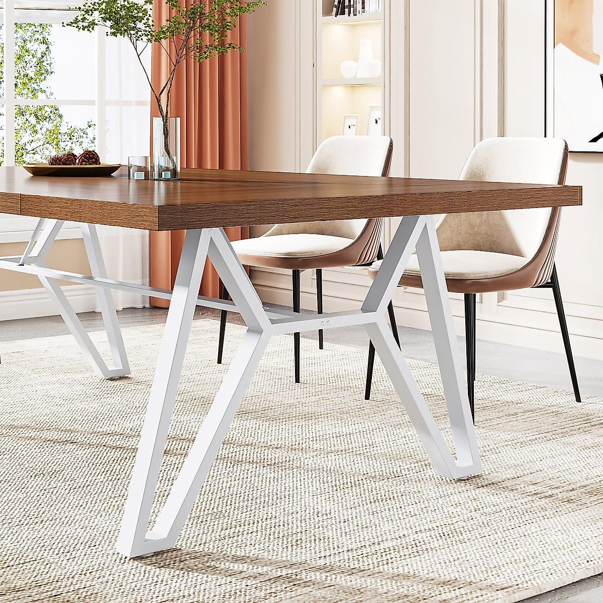 Tribesigns Large Dining Table for 6-8 People, 70-inch Rectangular Wood Kitchen Table, Dinner Table with Heavy-Duty Metal Legs, Industrial Long Dining Room Table for Family Gathering, Party